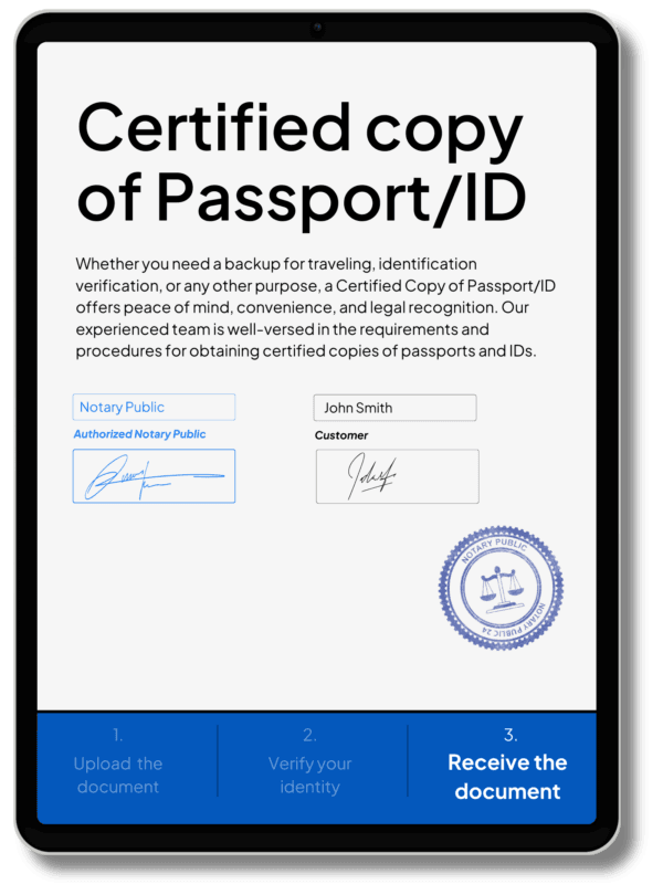 Certified copy of Passport/ID | NotaryPublic24