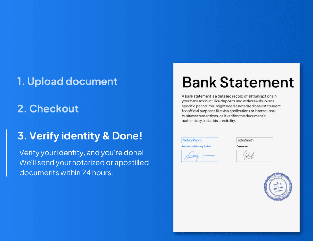 Bank Statement Notarization online within minutes