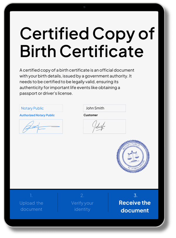 Certified Copy of Birth Certificate | NotaryPublic24