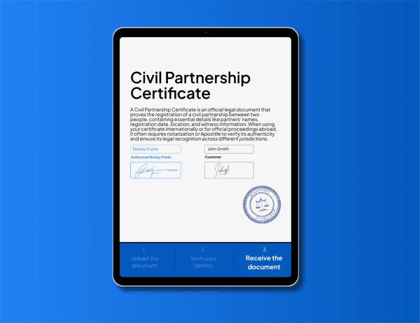 Civil Partnership Certificate | NotaryPublic24