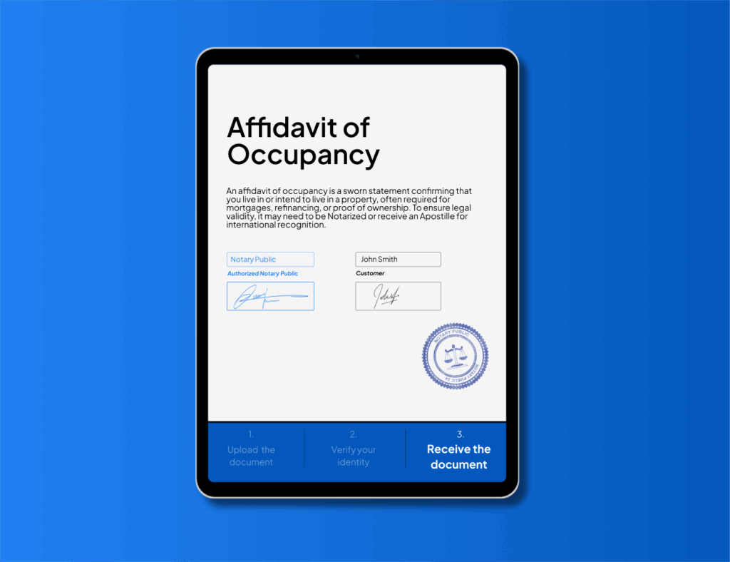 Affidavit of Occupancy | NotaryPublic24