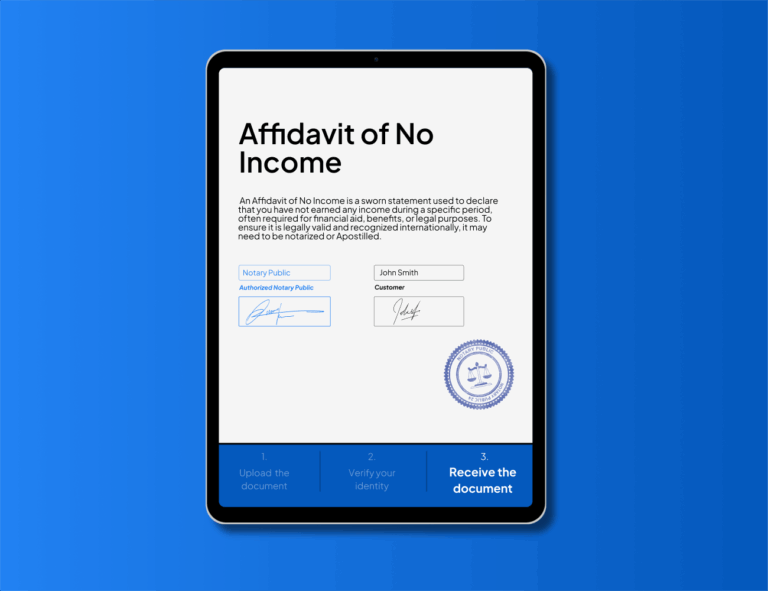 Affidavit of No Income | NotaryPublic24